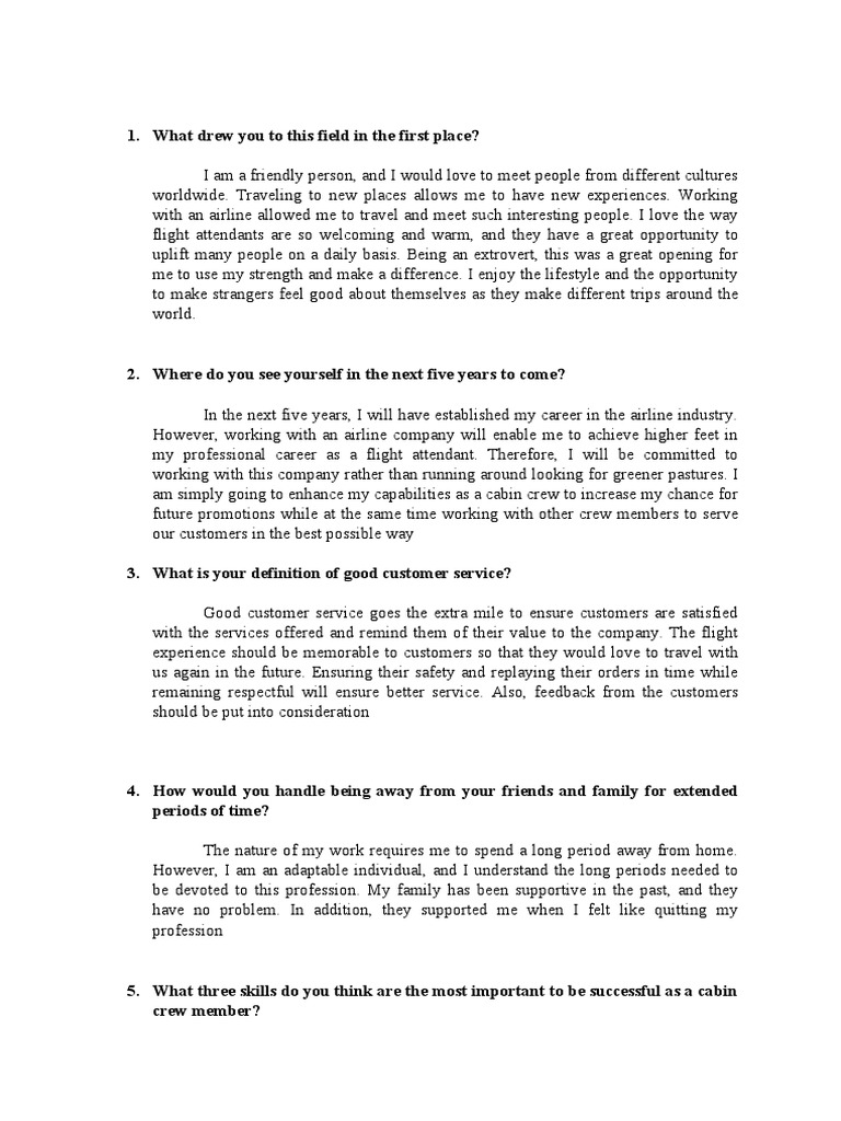 Interview Script | Download Free PDF | Sleep | Flight Attendant