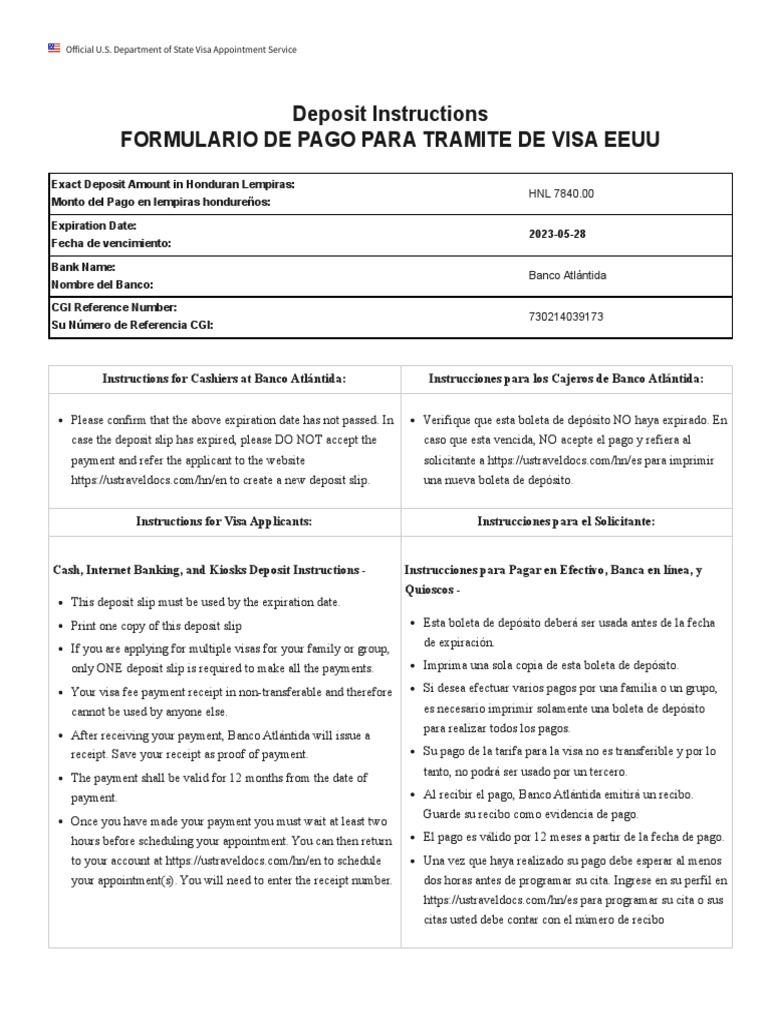 Recibo Tasa Consular Danira Posas | PDF
