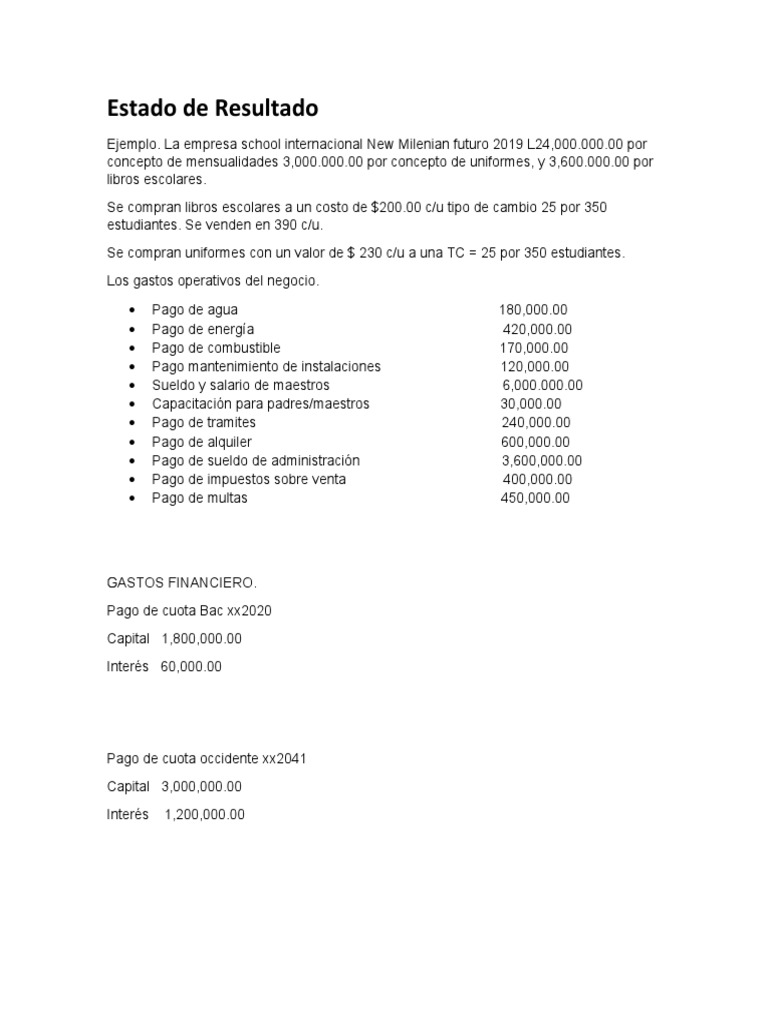 Estados de Resultado Jorge Saravia 20182001870 | PDF | Depreciación ...