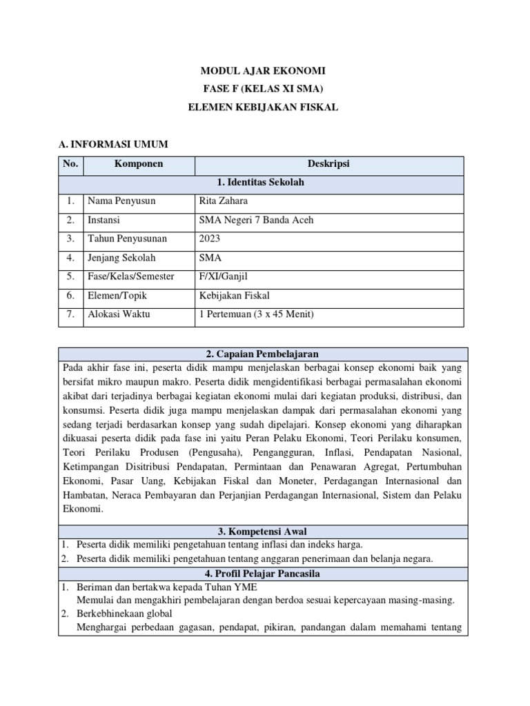 PSE - Topik 1 - Demonstrasi (Modul Ajar) | PDF