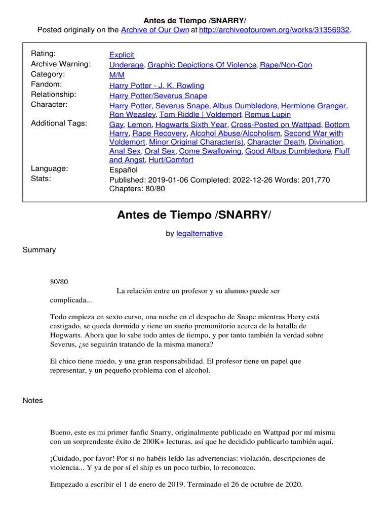 Antes de Tiempo SNARRY | PDF