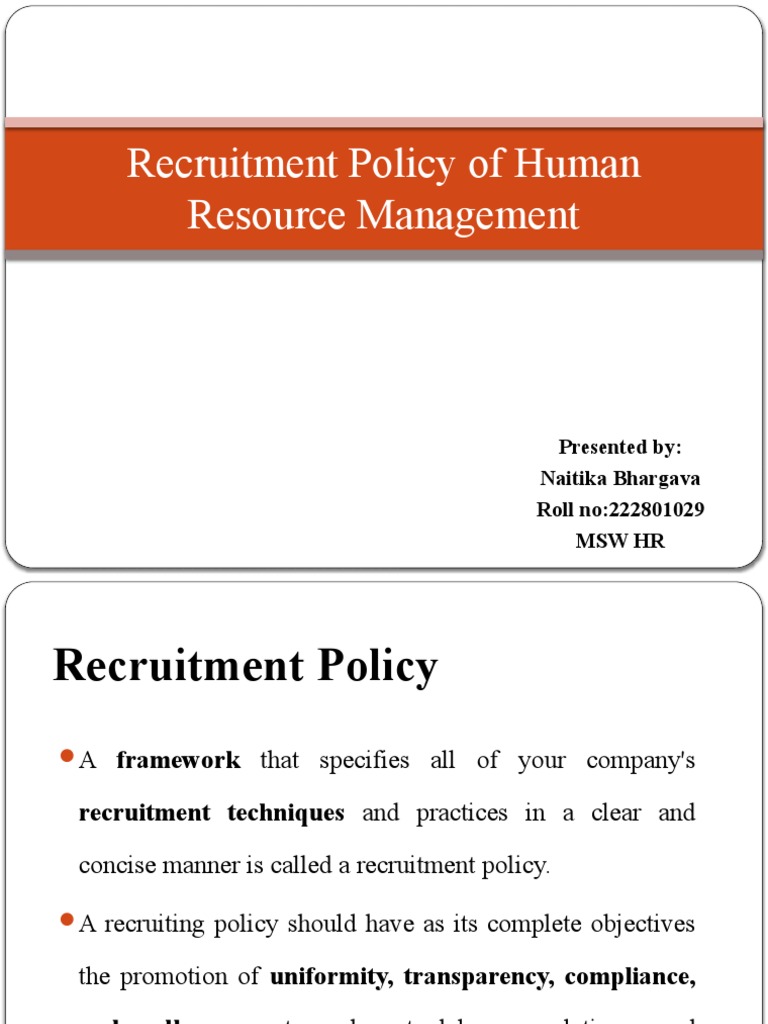 Recruitment Policy | PDF | Recruitment | Policy