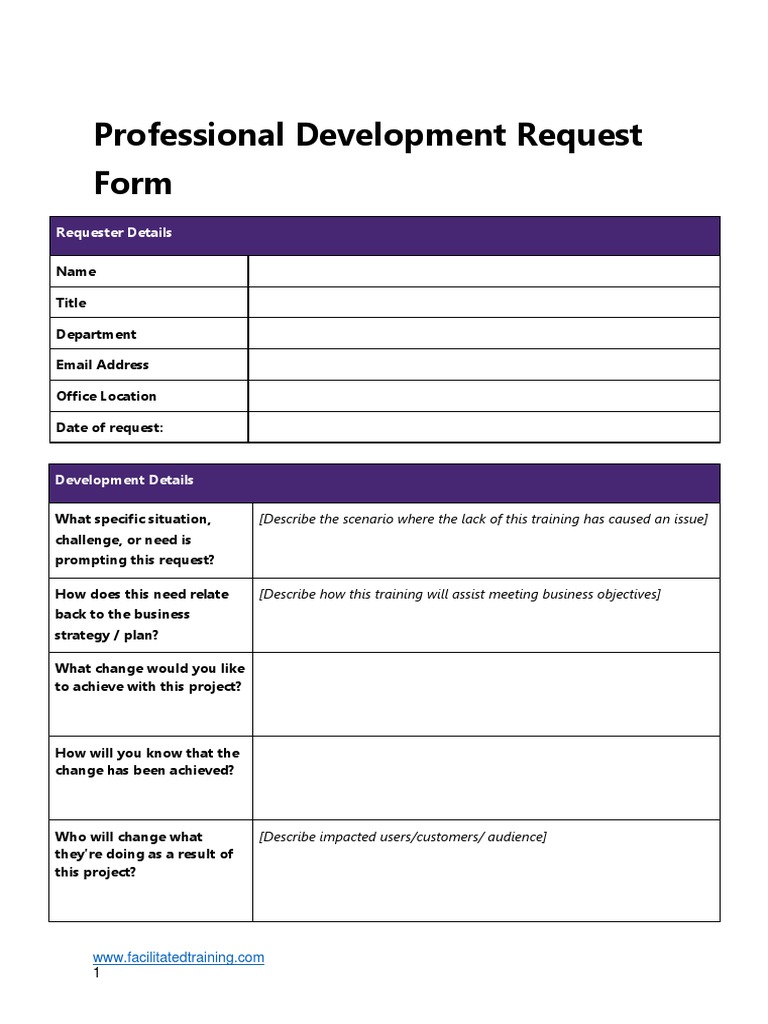 Professional Development Training Request Template | PDF | Educational ...