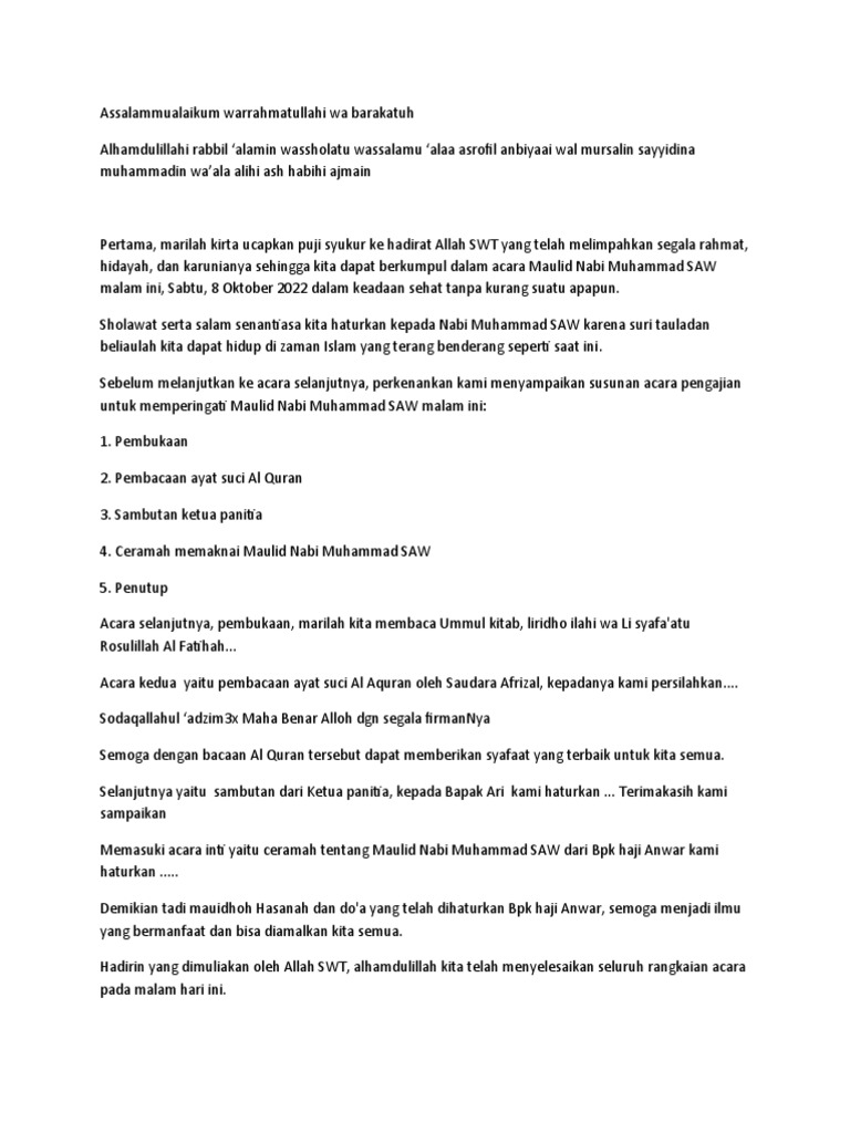 Teks MC Formal Singkat | PDF