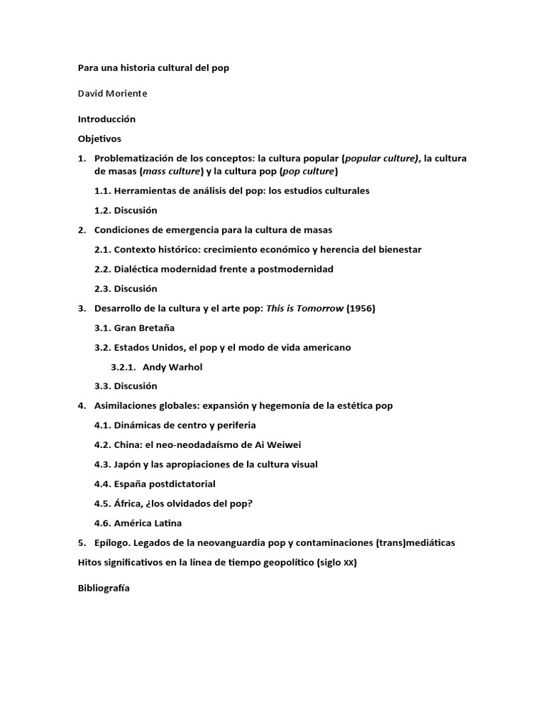 Historia Cultural Del Pop | PDF