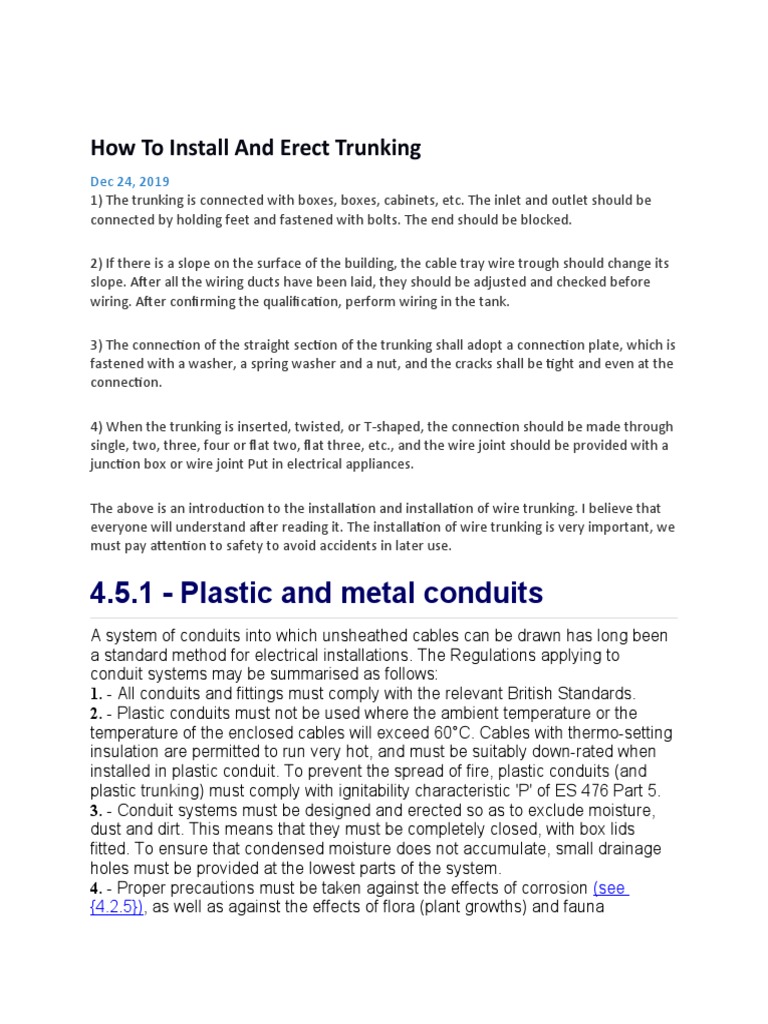 How To Install and Erect Trunking | PDF | Technology & Engineering
