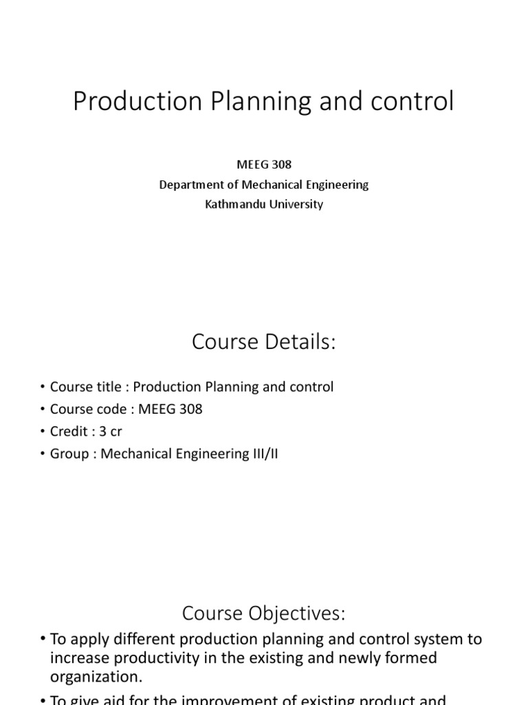 Chapter 1 Production Planning and Control (1) | PDF | Product (Business ...