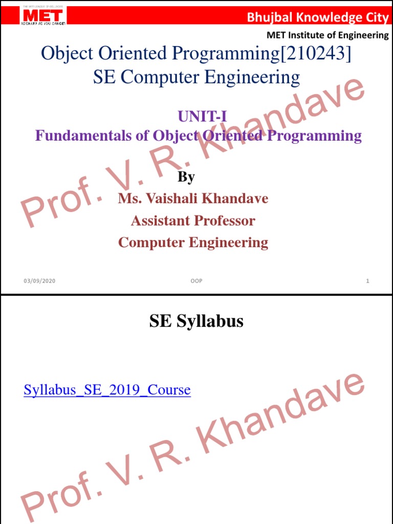 Object Oriented Programming (210243) SE Computer Engineering | Download Free PDF | Object ...