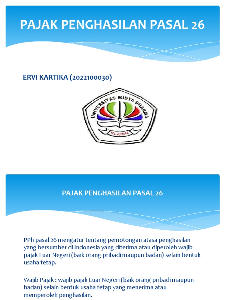 PAJAK PENGHASILAN PASAL 26 Ervi | PDF