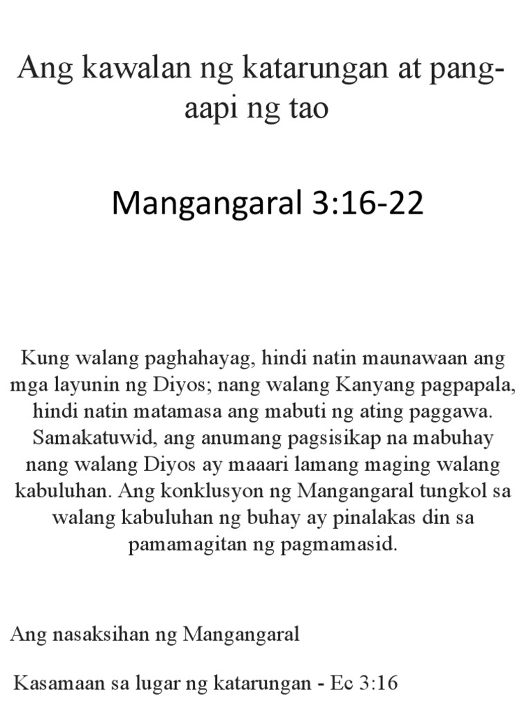 Ang Kawalan NG Katarungan at Pang-Aapi NG Tao | PDF