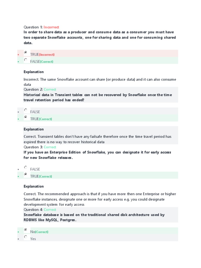 Snowflake Certification Practice Paper3 v1-Done | PDF