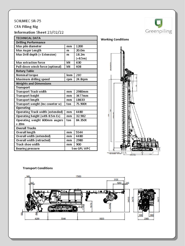 Soilmec SR75 Data Sheet-1.0 | PDF