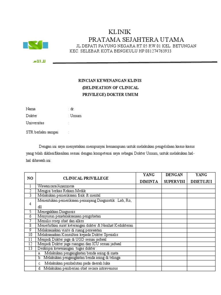 RKK Dokter Umum | PDF | Pengembangan Diri