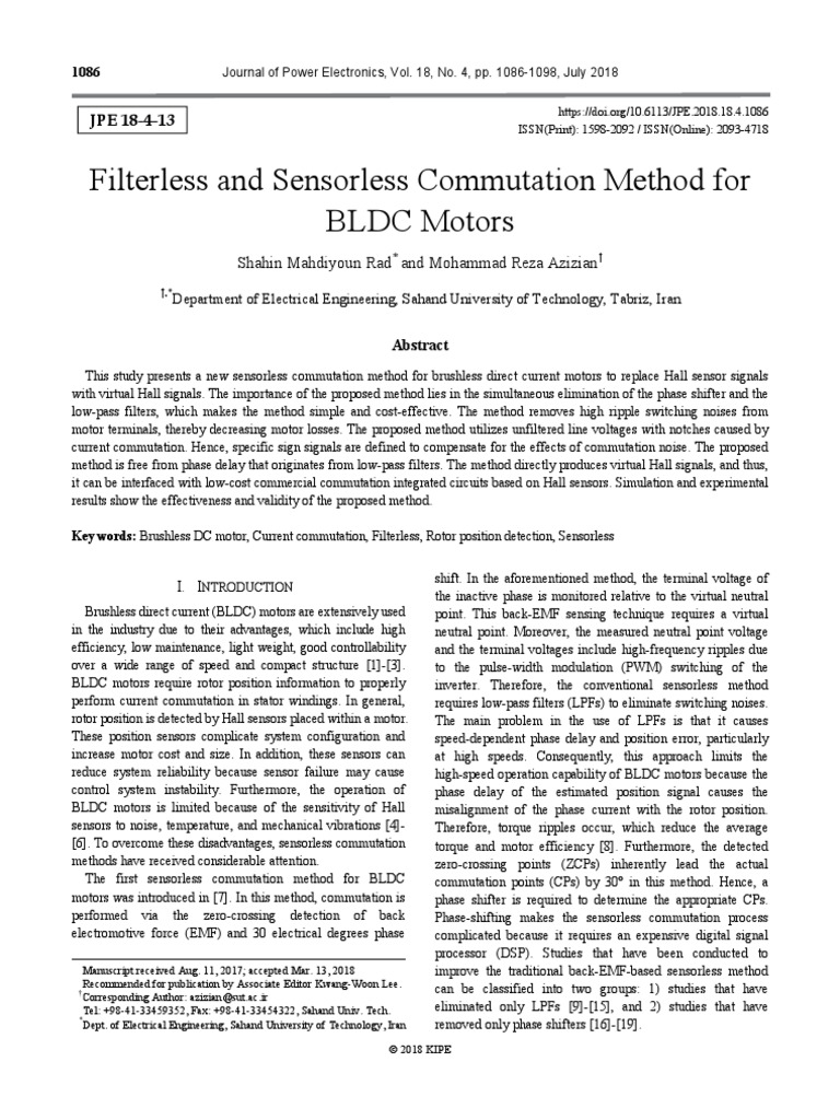 Filterless and Sensorless Commutation Method For BLDC Motors | PDF ... Filterless and Sensorless Commutation Method For BLDC Motors | PDF ...