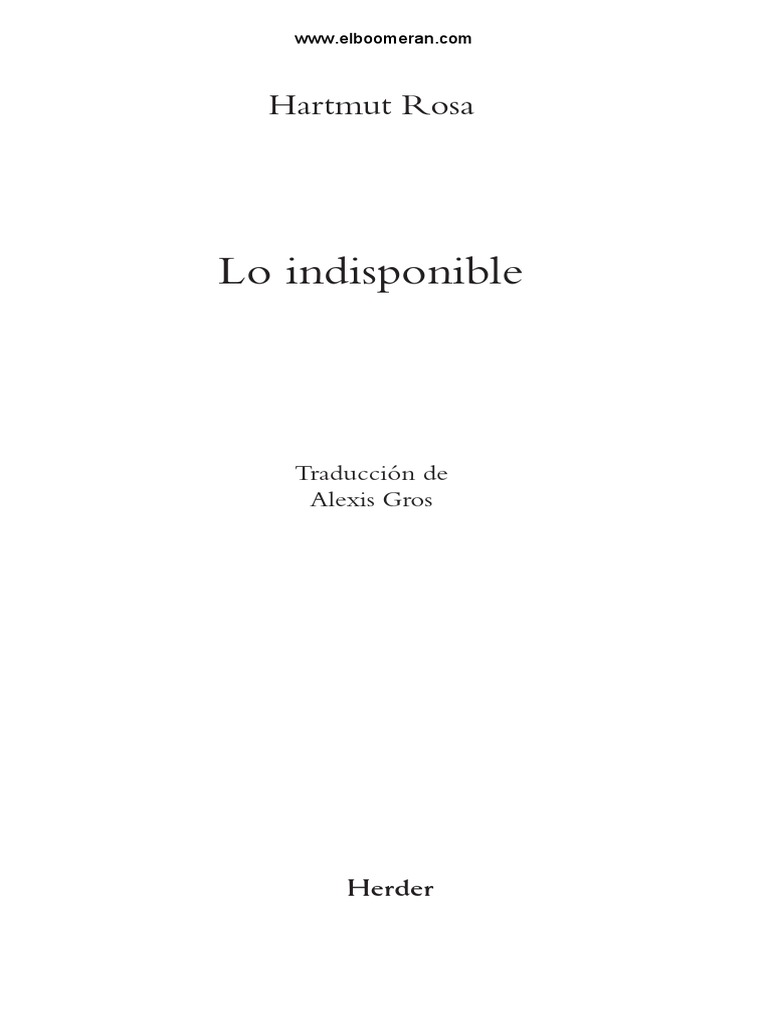 Lo Indisponible según Hartmut Rosa | PDF | Nieve