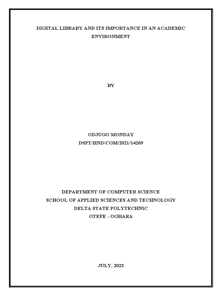 Digital Library and Its Importance in An Academic Environment (Cover ...