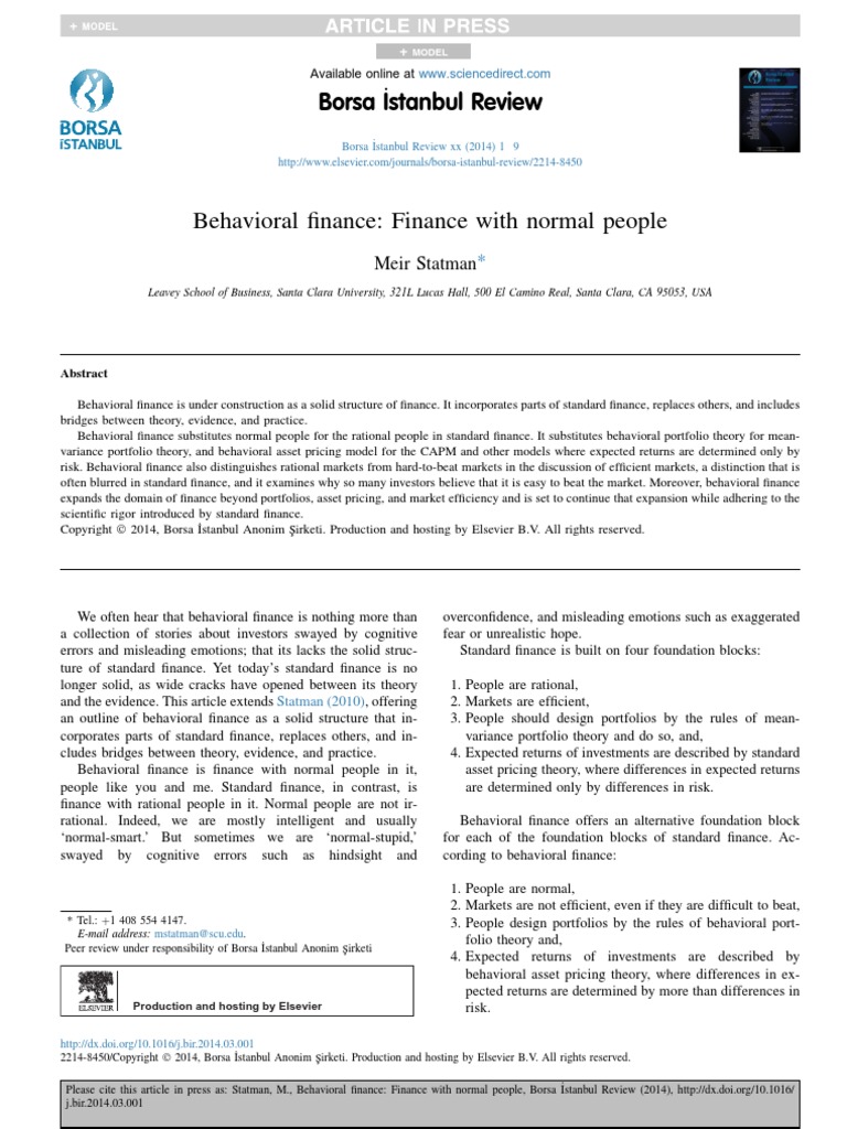 Behavioral Finance - Finance With Normal People | PDF | Modern Portfolio Theory | Investment Fund