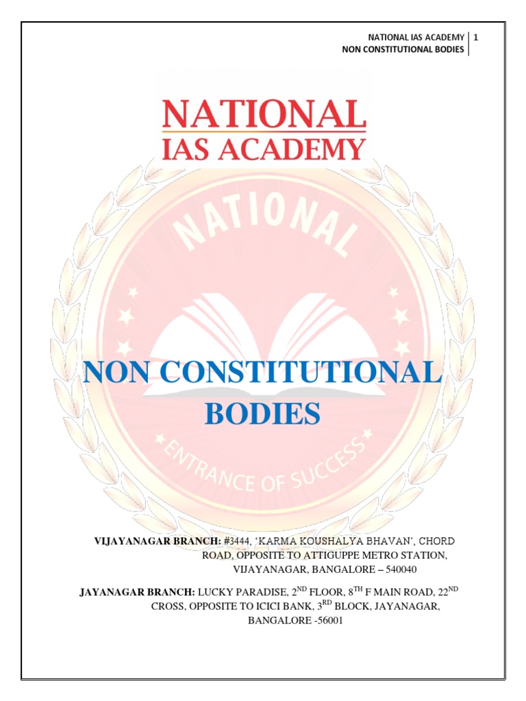 Non Constitutional Bodies National IAS Academy | PDF | Government Of ...