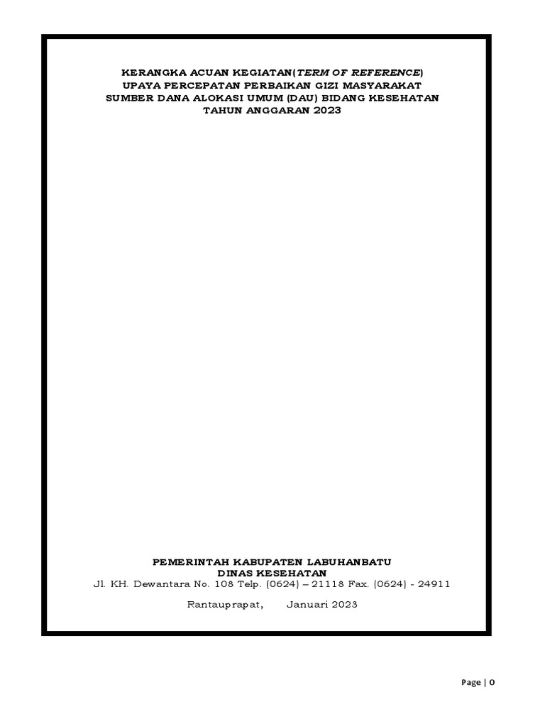 Tor Perbaikan Gizi Masyarakat 2023 | PDF