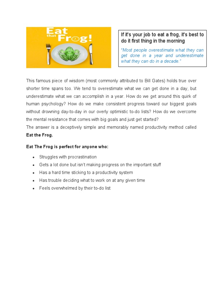 Eat That Frog | PDF | Disciplines | Time Management