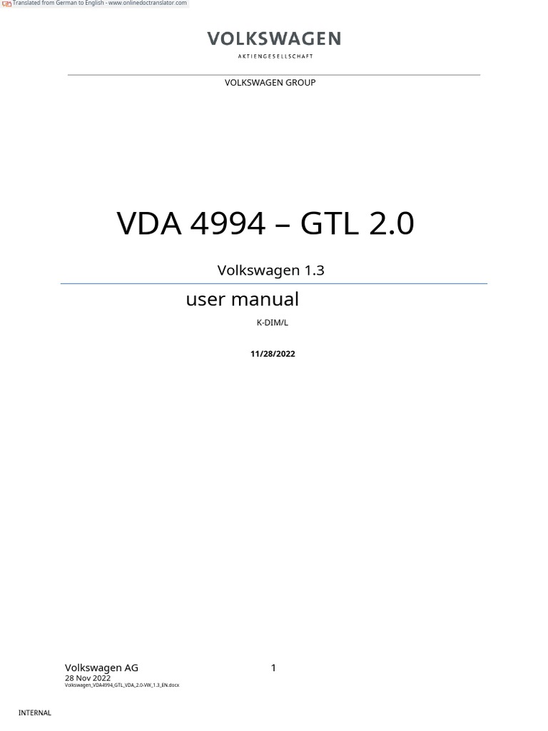 Volkswagen VDA4994 GTL VDA 2.0-VW 1.3 DE - De.en | PDF | Computers