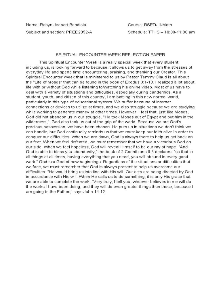 Reflection - SEW | PDF | Moses | God