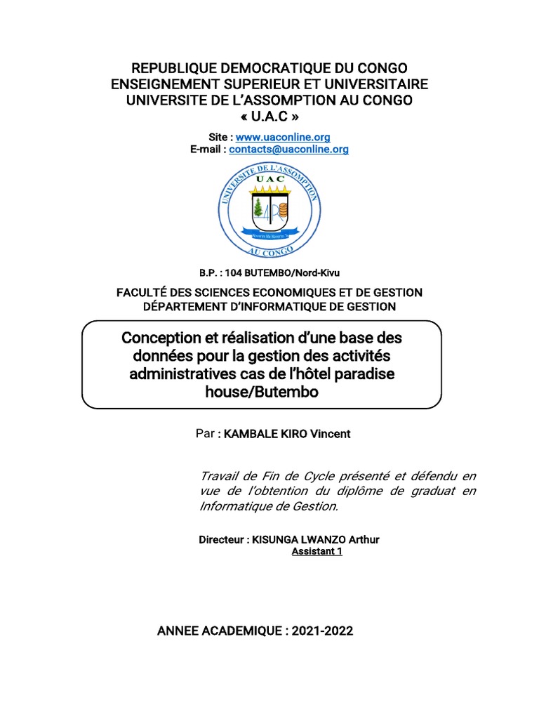 MON TFC HOTEL Complet | PDF