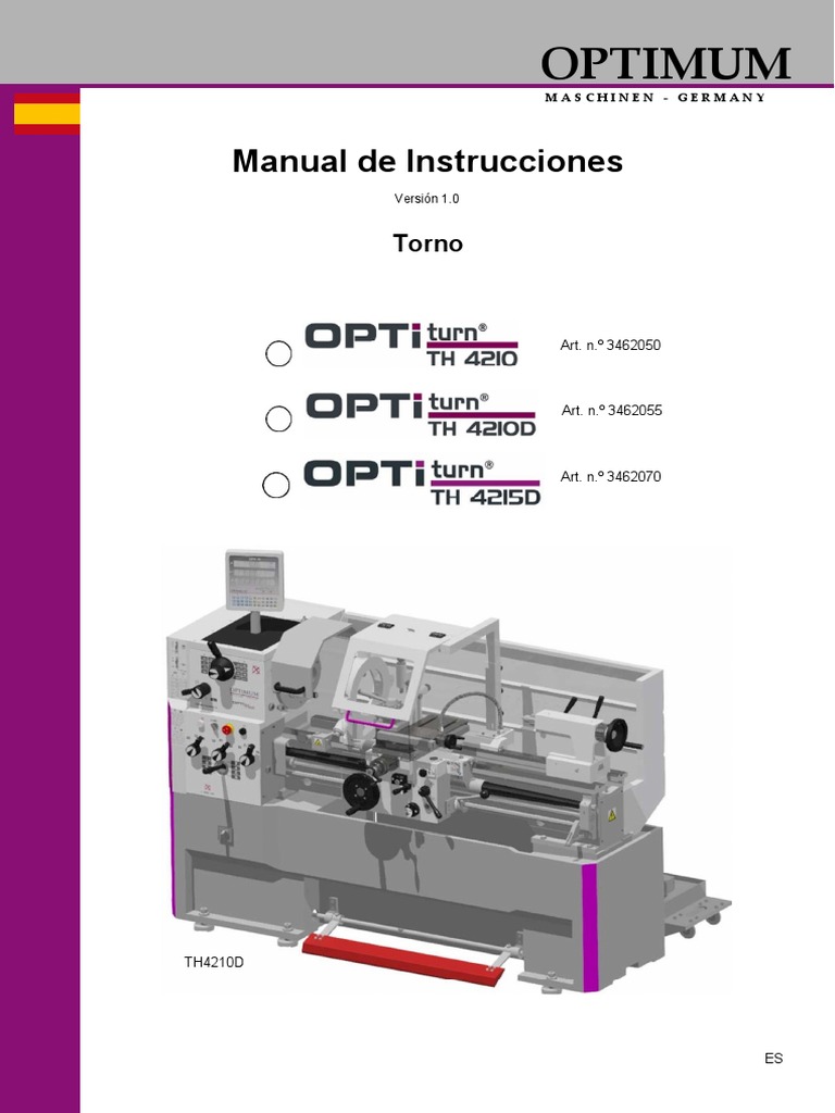 Manual de Torno Optimum | PDF | Herramientas | Procesos industriales