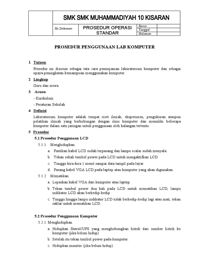 SOP-Penggunaan-Laboratorium-Komputer | PDF