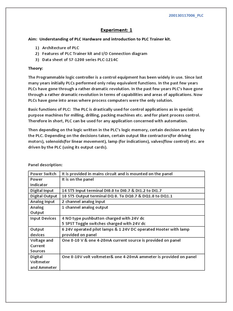 PLC Exp | PDF