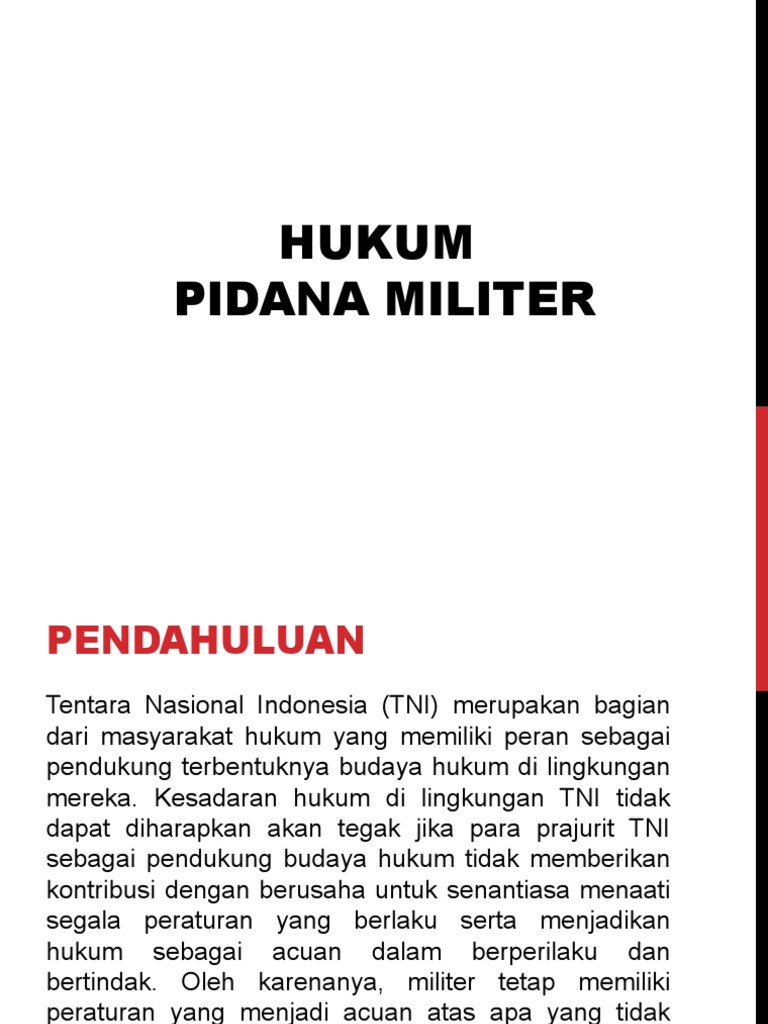 Hukum Pidana Militer TNI: Prinsip dan Penerapan | PDF | Ilmu Sosial