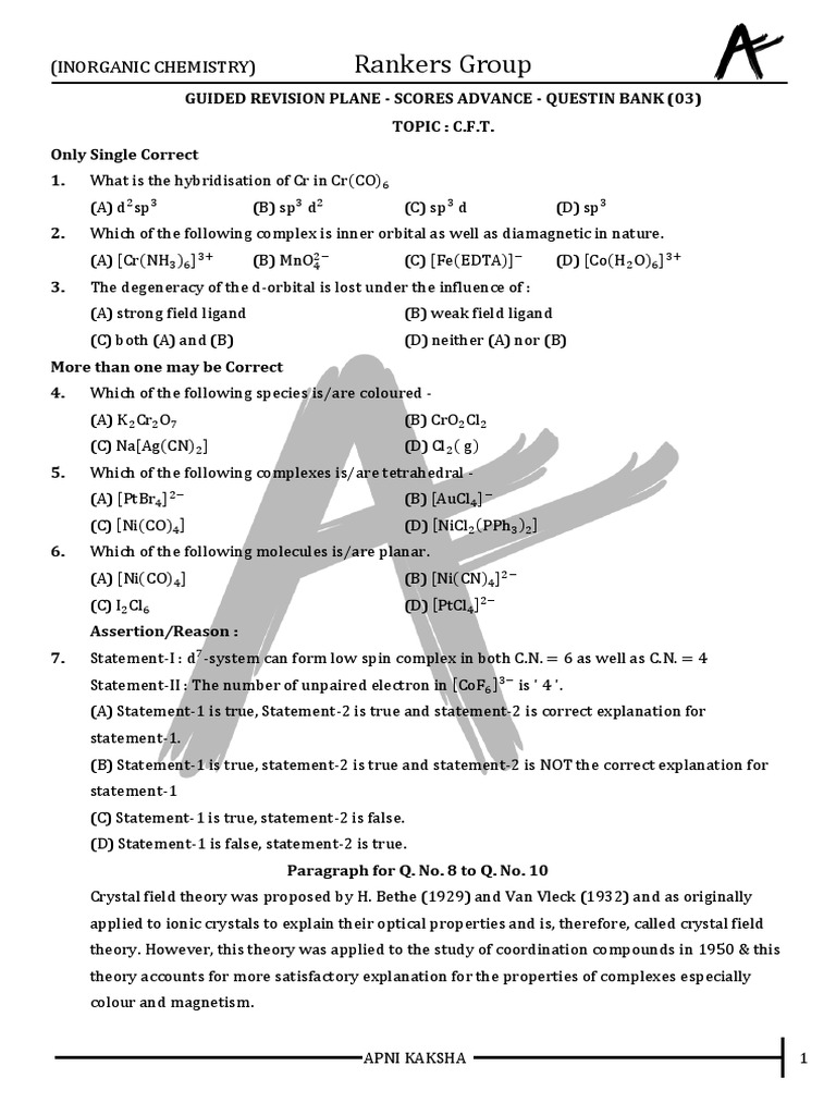 DPP - 03 - Coordination Compound | PDF | Coordination Complex | Materials