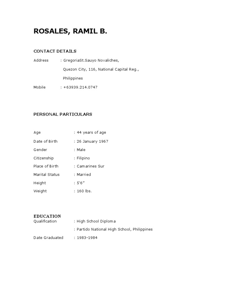 Ramil B. Rosales: Job Seeker Profile | PDF