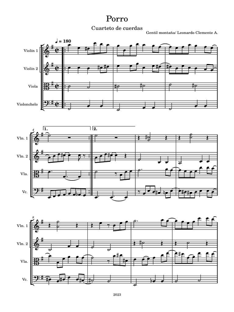 Porro (Arreglo-Partitura - y - Partes | PDF