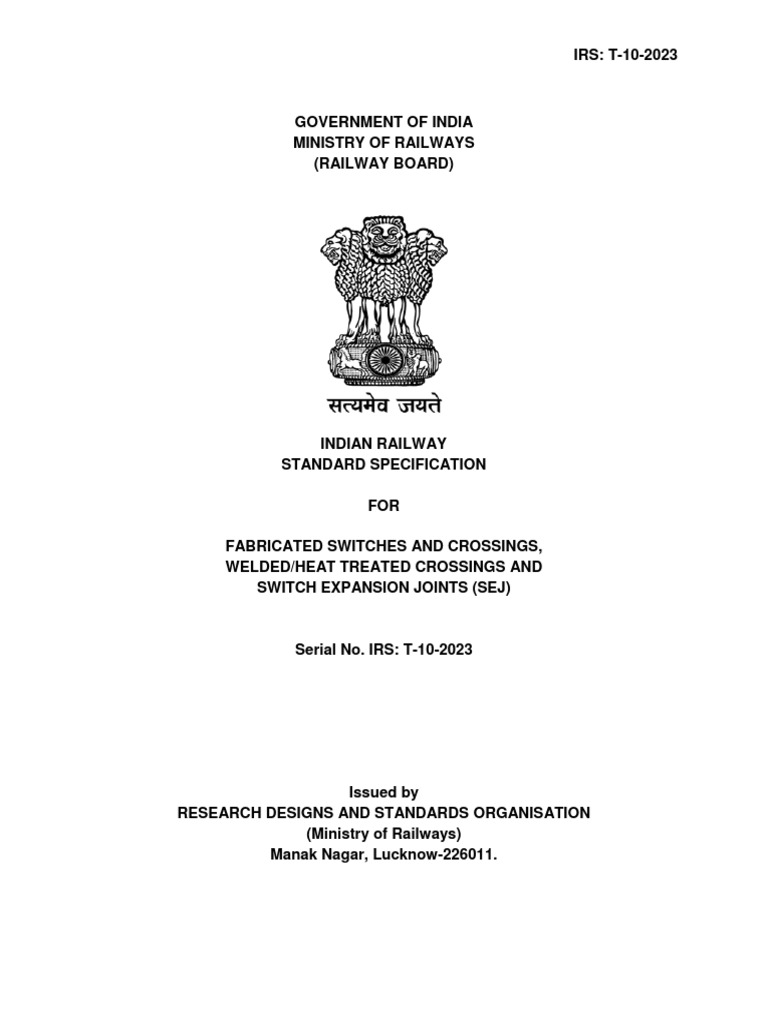 Irs T 10 2023 | PDF | Engineering Tolerance | Screw