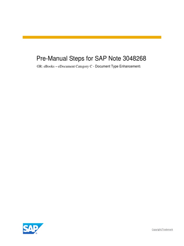 Pre-Manual Steps For SAP Note 3048268 - APPL604 | Download Free PDF ...