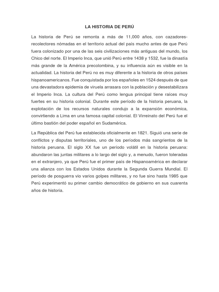 Imágenes de la Historia del Perú para Niños | PDF | Viajes y turismo