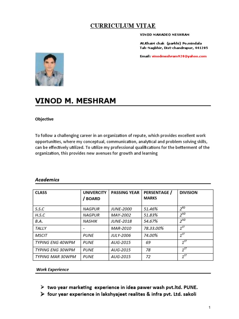 Vinod Job Resume | PDF