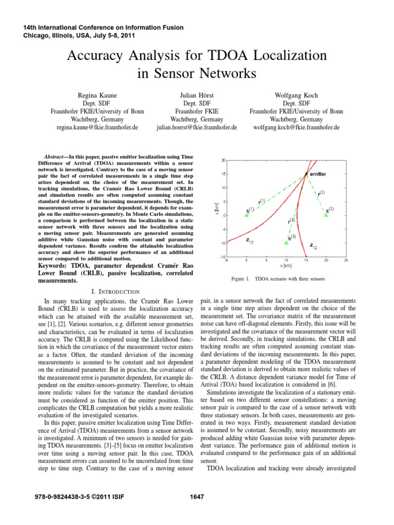 accuracy analysis for TDOA localization | PDF | Variance | Signal To Noise Ratio