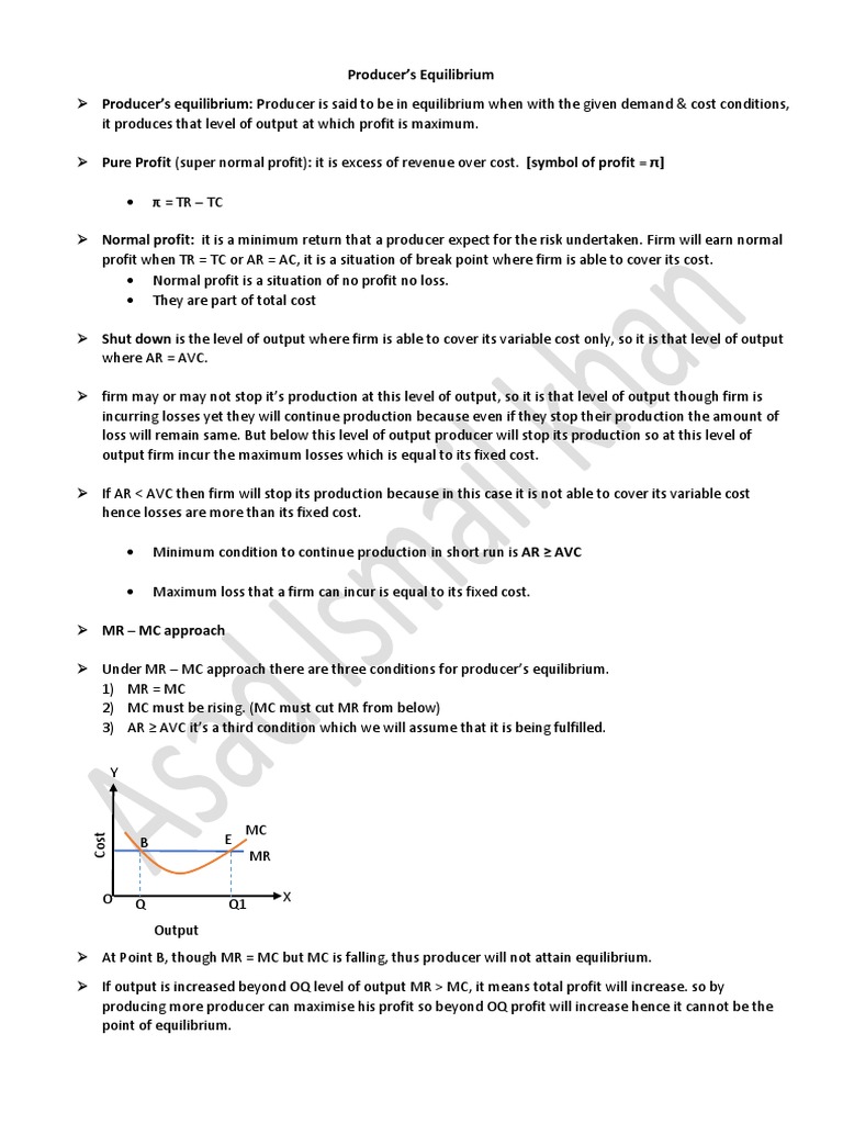 Producer's Equilibrium | PDF | Profit (Economics) | Economic Equilibrium