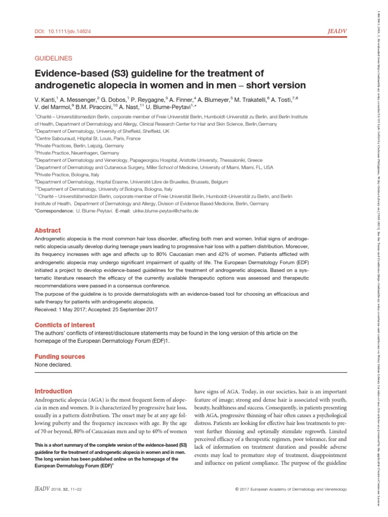 2017 European S3 Guidelines on AGA | PDF | Hair Loss | Evidence Based ...