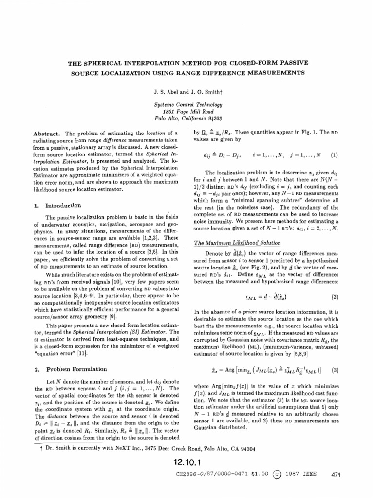 Spherical Interpolation (SI) Abel and Smith 1987 | PDF | Least Squares | Sphere