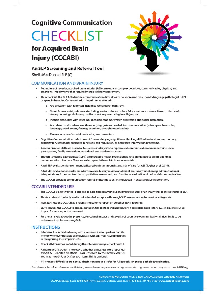 CCCABI Checklist | PDF | Communication | Cognitive Science
