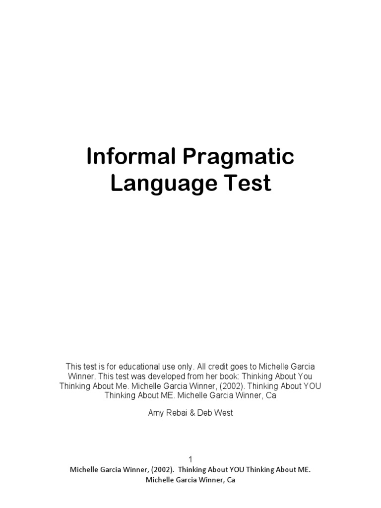 S3 InformalPragmatic LanguageTest | PDF | Standardized Tests | Emotions