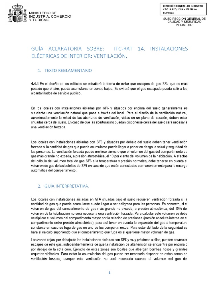 Guia Itc Rat 14 | PDF | Ventilación (Arquitectura) | Gases