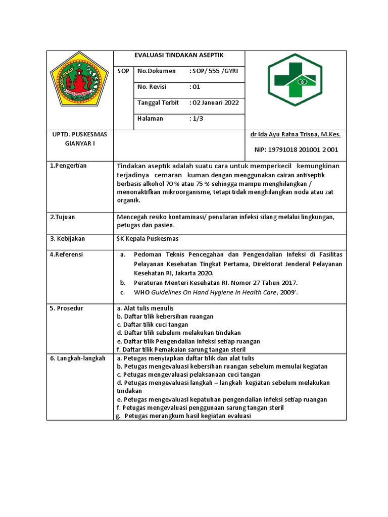 Sop Teknik Aseptik | PDF