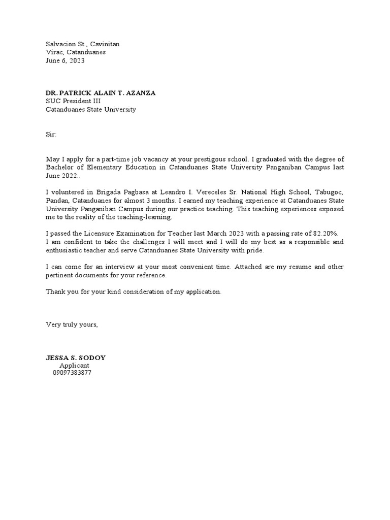 Application Letter | PDF