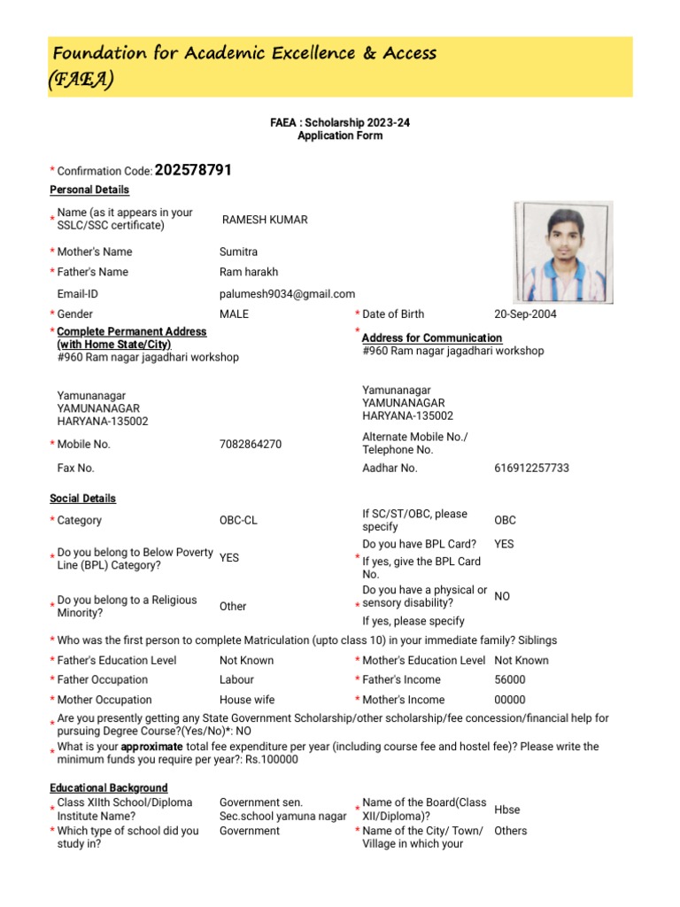 Online Application - FAEA 2023-24 | PDF | Diploma