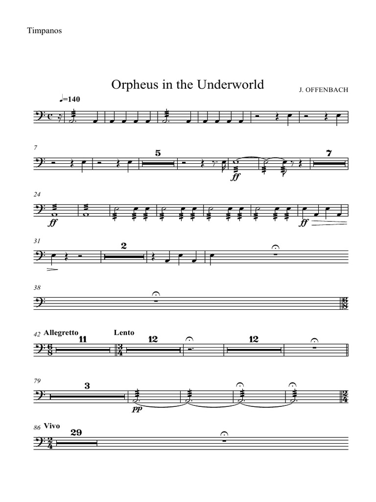 Orpheus in the Underworld, J. Offenbach - Timpanos | PDF