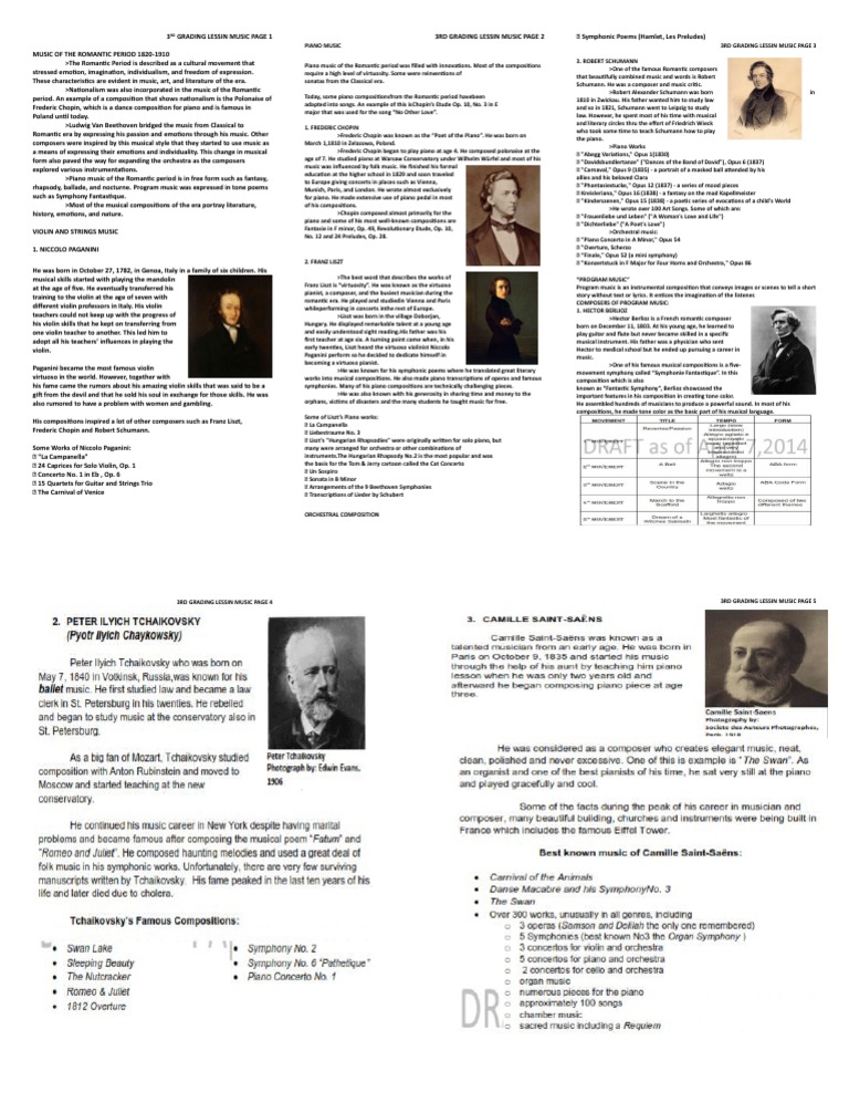 3rd Quarter Lesson in Music | PDF | Robert Schumann | Franz Liszt